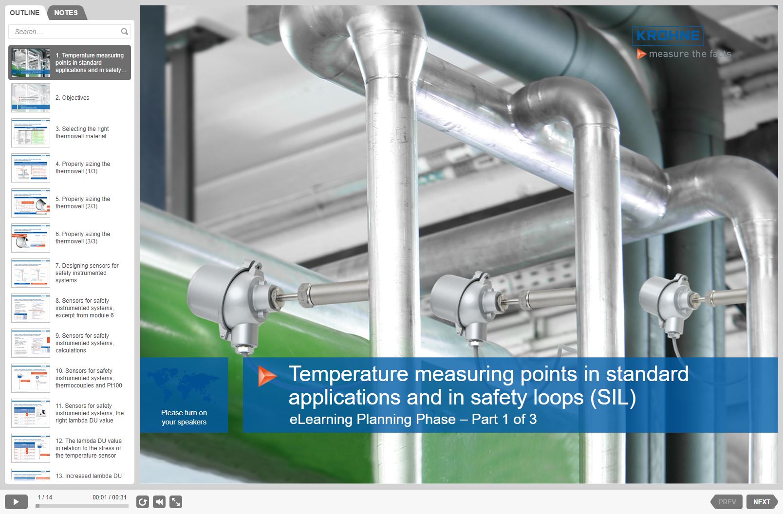 Temperature measuring points – standard / safety (SIL) | eLearning course